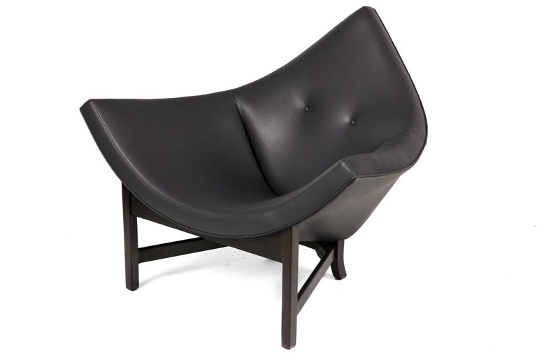 Adrian Pearsall Black Leather Coconut Chair, USA 1960s For Sale at 1stDibs
