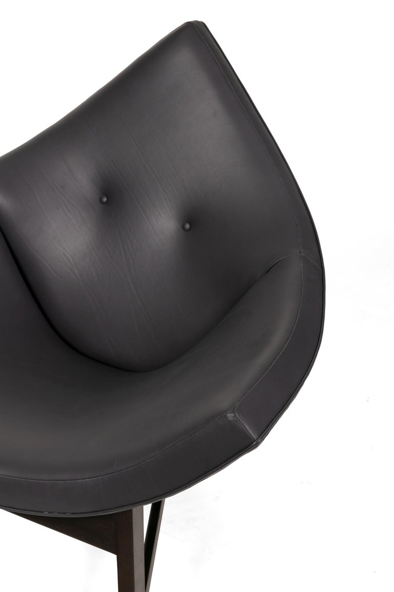 Adrian Pearsall Black Leather Coconut Chair, USA 1960s For Sale at 1stDibs