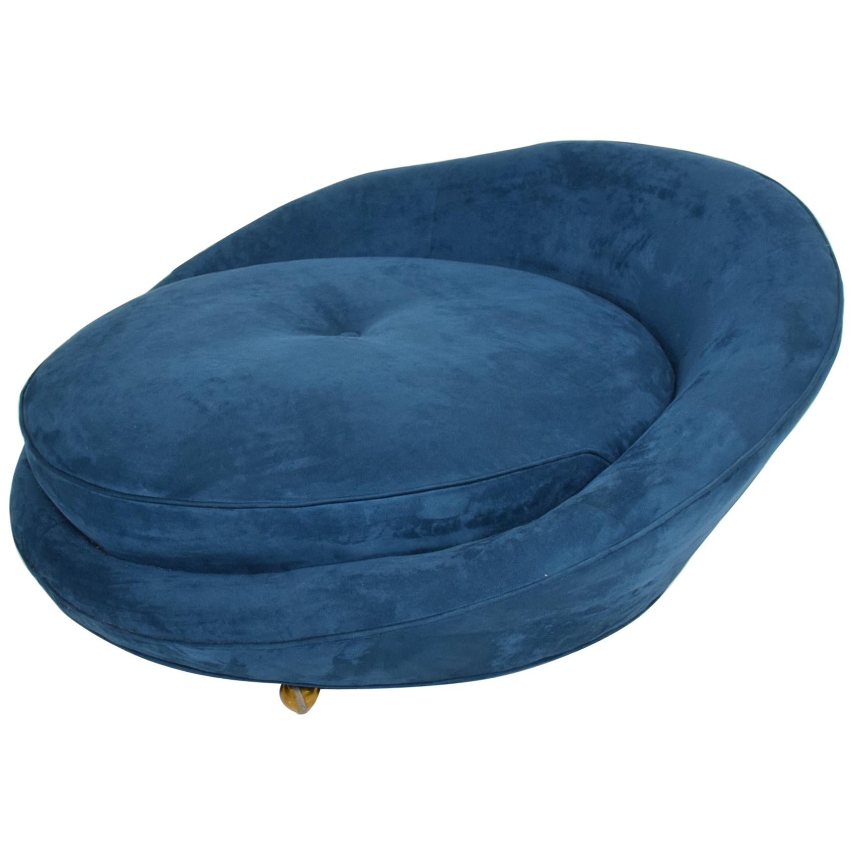 Adrian Pearsall Blue Velvet Large Round Havana Lounge Chair Craft ...