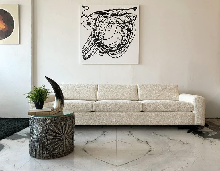 Adrian Pearsall Brutalist Panel Sofa in Ivory Boucle at 1stDibs