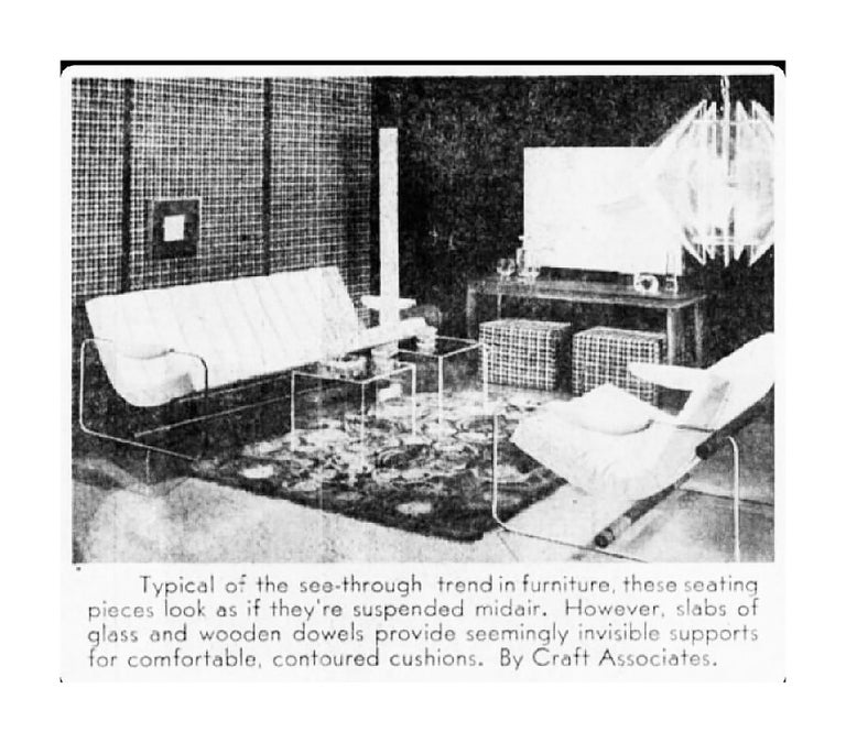 Adrian Pearsall Craft Associates Glass Sofa after Lenci, Mid-Century ...