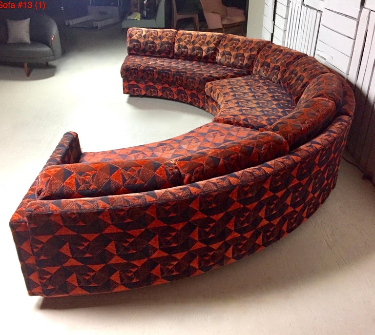Adrian Pearsall Deep Orange and Black Geometric Sectional Sofa Craft ...