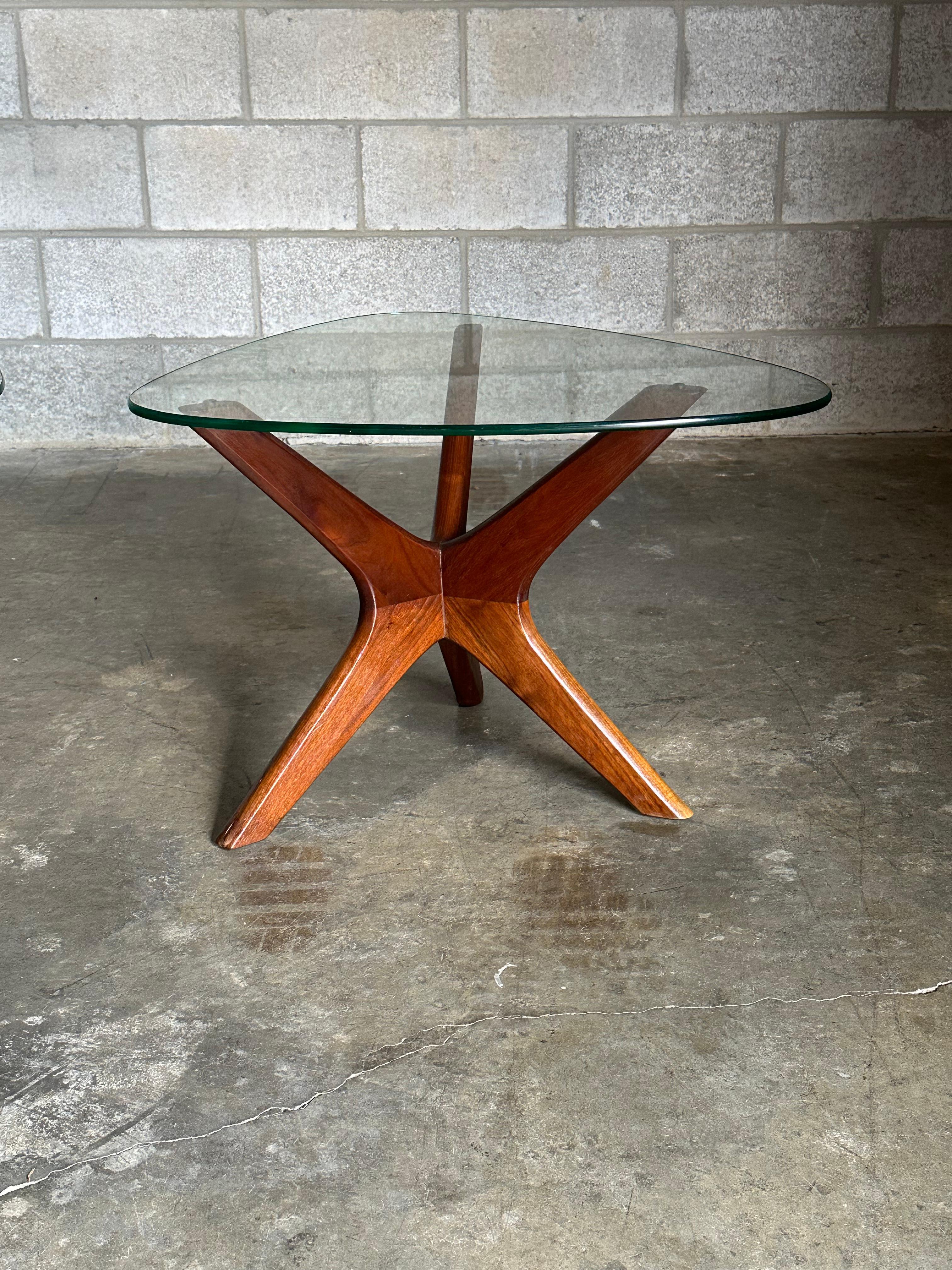 Adrian Pearsall “Jacks” End Tables, Walnut and Glass For Sale at 1stDibs
