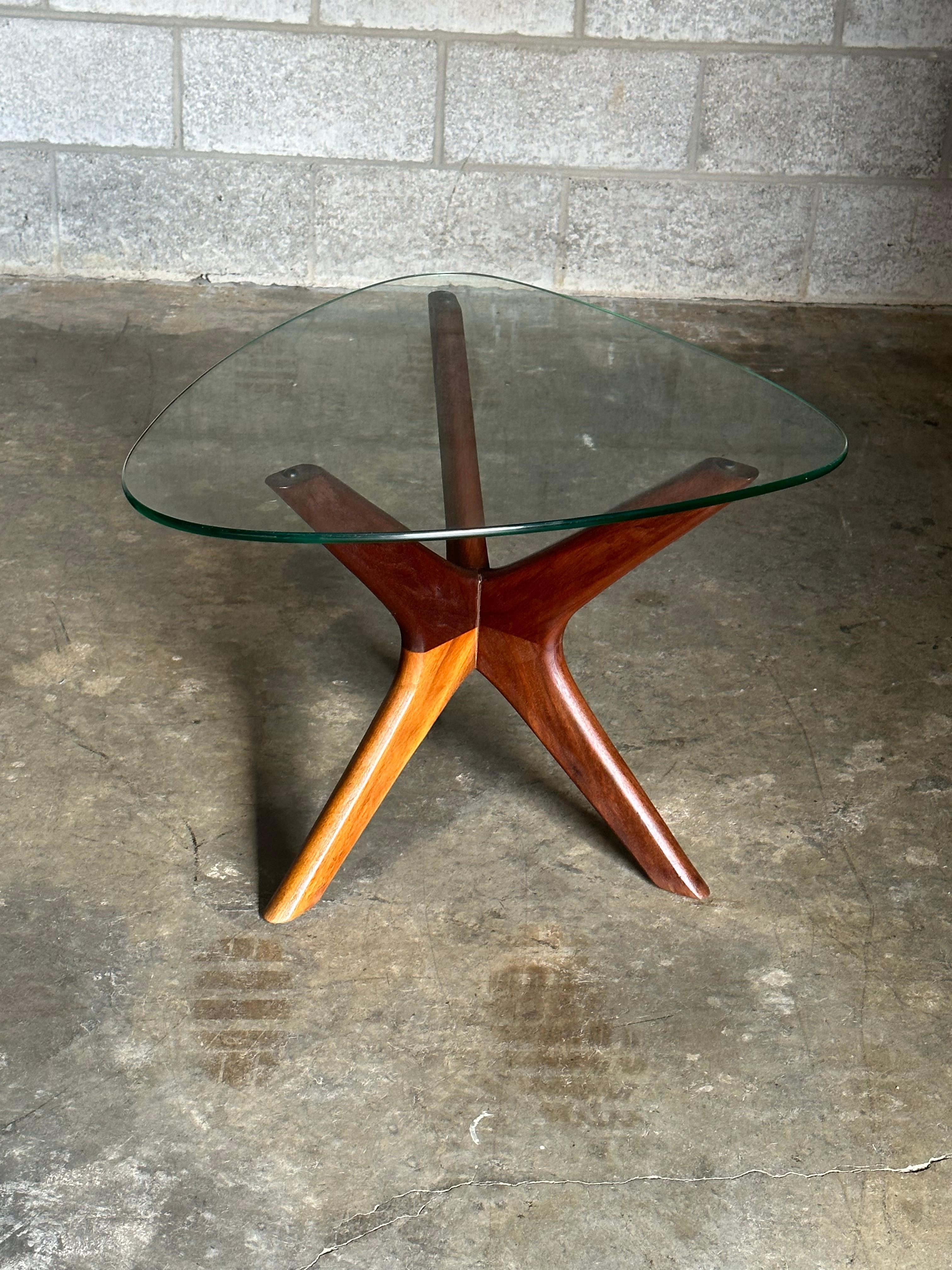 Adrian Pearsall “Jacks” End Tables, Walnut and Glass For Sale at 1stDibs