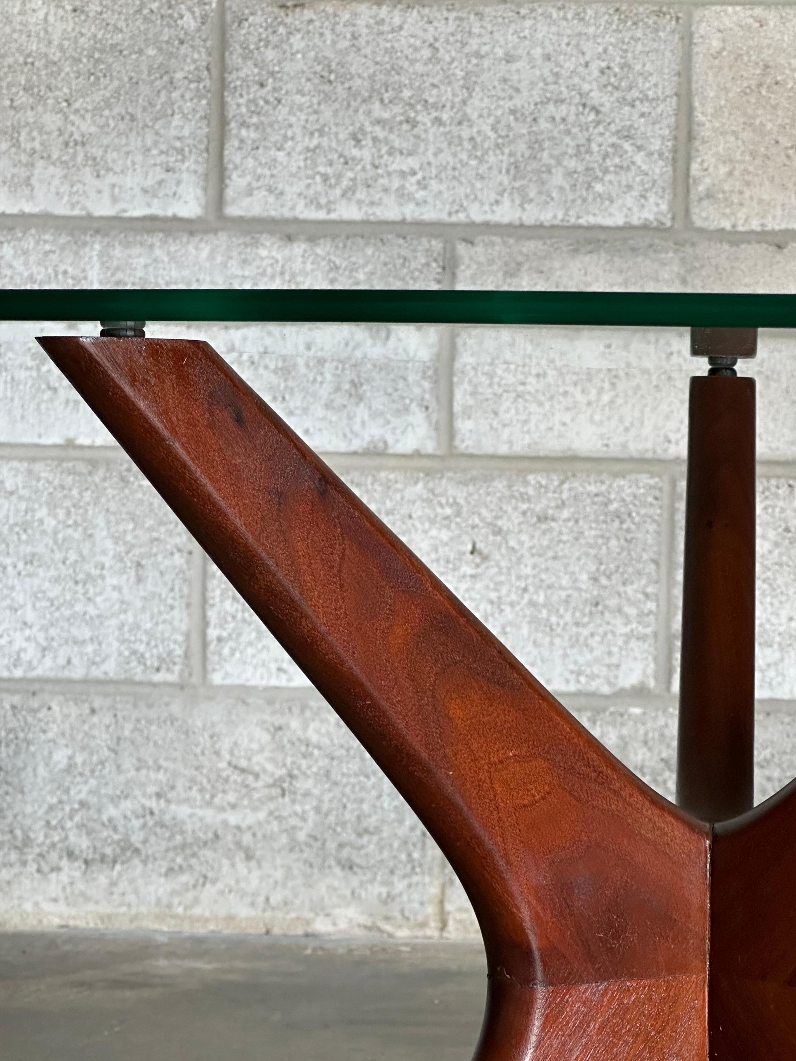 Adrian Pearsall “Jacks” End Tables, Walnut and Glass For Sale at 1stDibs