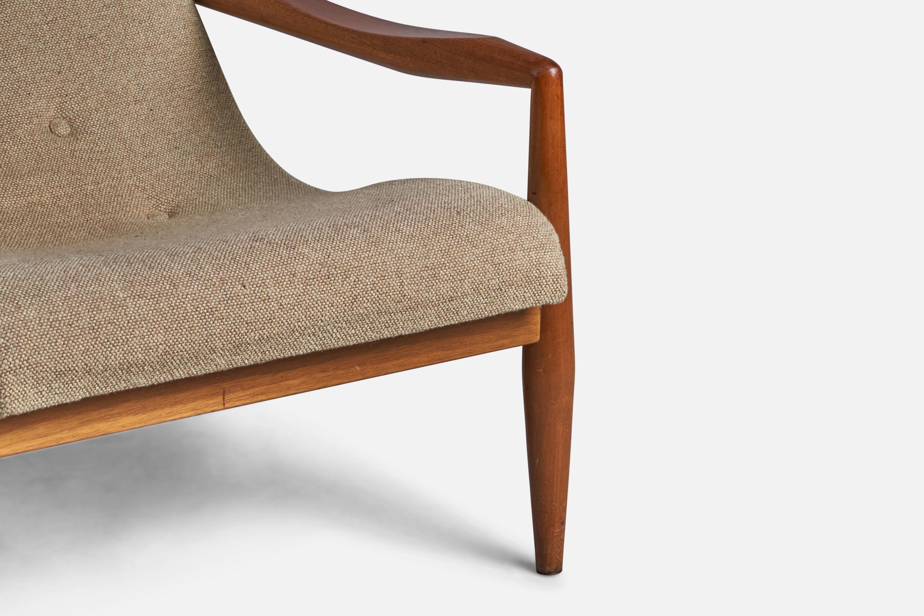 Adrian Pearsall, Lounge Chair, Walnut, Fabric, USA, 1950s at 1stDibs