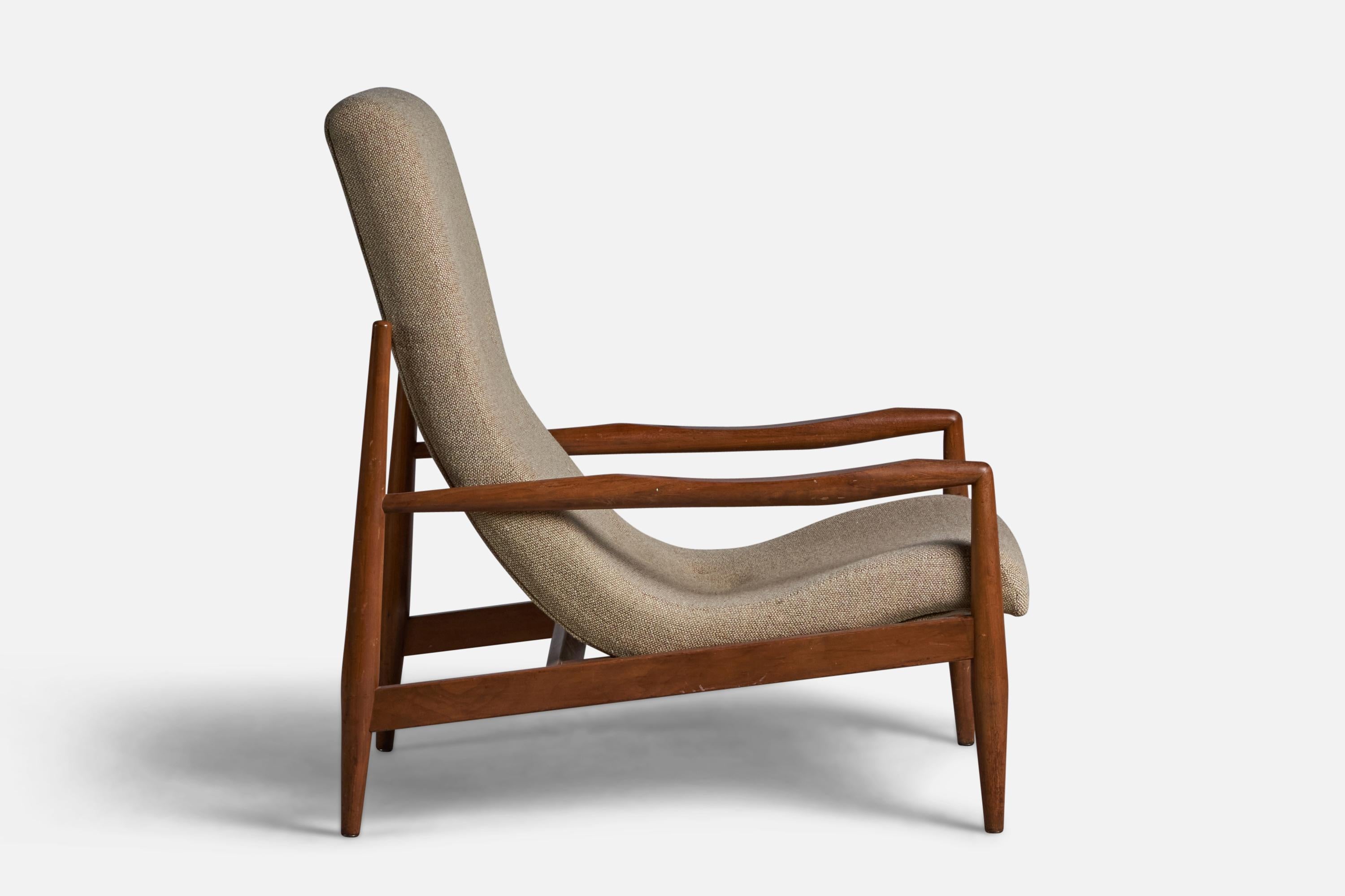Adrian Pearsall, Lounge Chair, Walnut, Fabric, USA, 1950s at 1stDibs