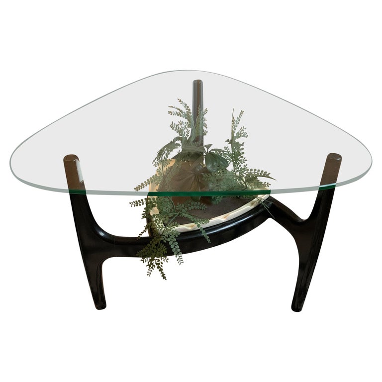 Adrian Pearsall Amorphic Glazed Triform Coffee With and Ebonised Frame ...