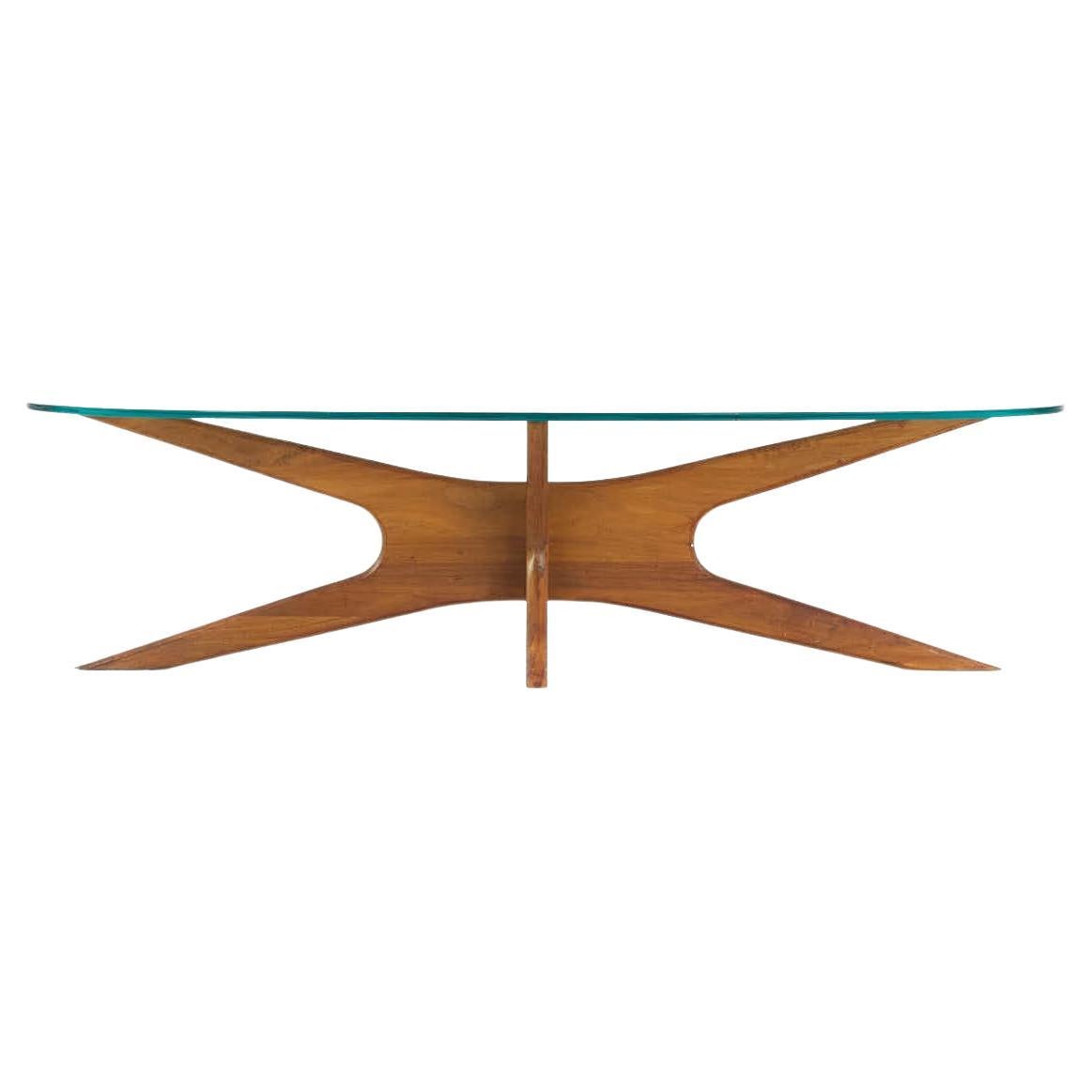 Adrian Pearsall Mid Century Walnut and Glass Jacks Coffee Table For ...