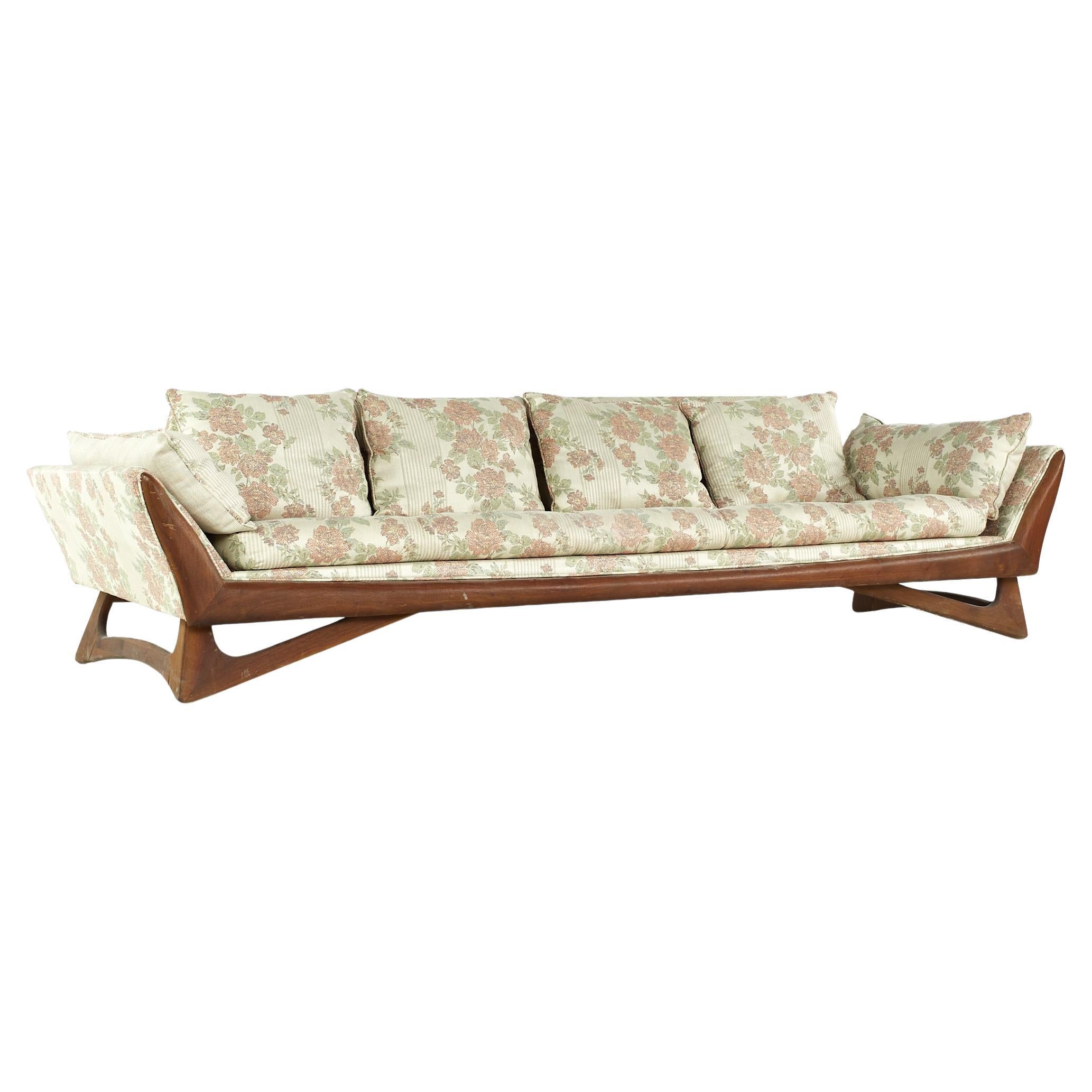 Adrian Pearsall Style Midcentury Walnut Gondola Sofa For Sale at 1stDibs