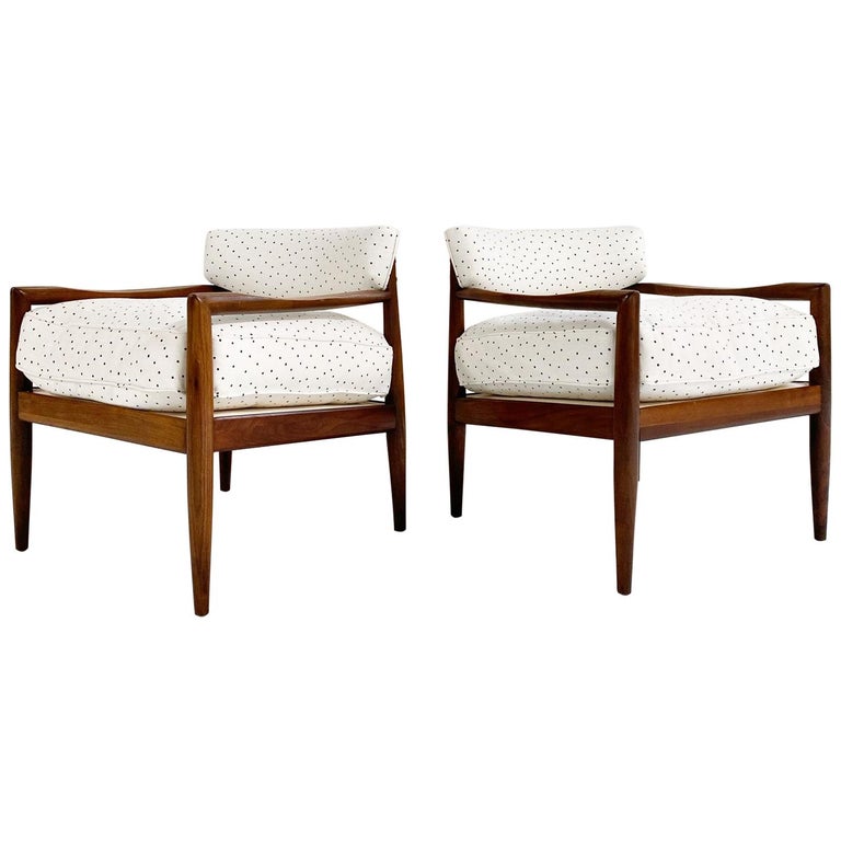 Adrian Pearsall Model 834-C Lounge Chairs in Rose Uniacke Linen, Pair ...