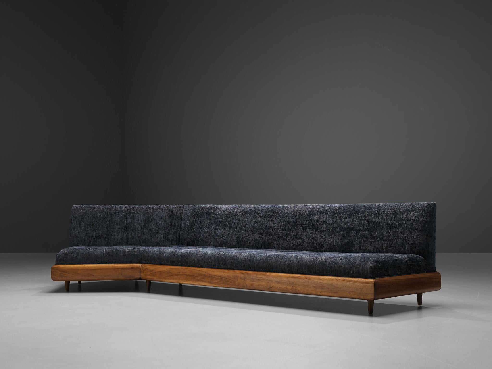Adrian Pearsall Platform Sofa in Walnut and Blue Upholstery For Sale at ...