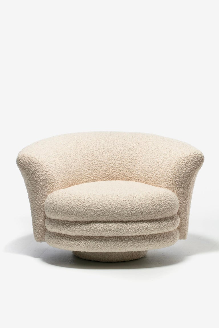 Adrian Pearsall Post Modern Swivel Chair and Ottoman in Ivory White ...