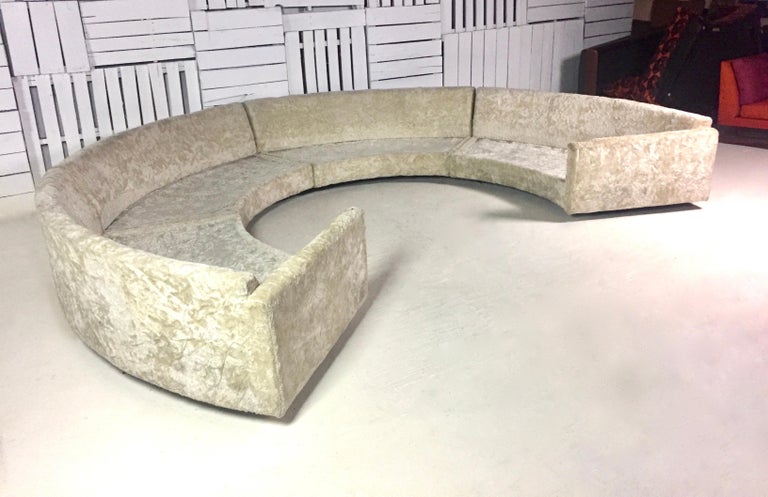 Adrian Pearsall Semi-Circular Ivory Crushed Velvet Curved Sectional ...