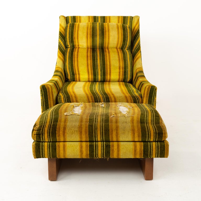 Adrian Pearsall Style Mid Century Walnut Sleigh Leg Lounge Chair and ...