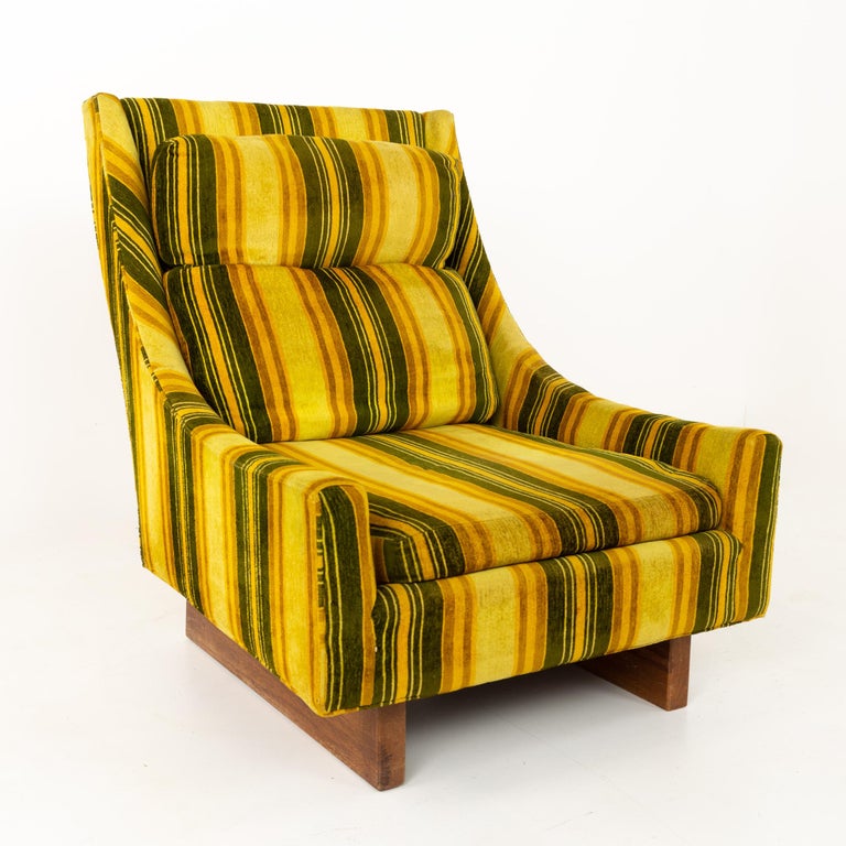 Adrian Pearsall Style Mid Century Walnut Sleigh Leg Lounge Chair and ...