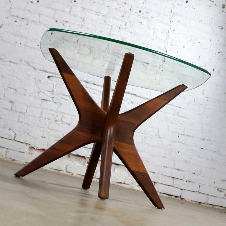 Adrian Pearsall Walnut and Glass Jacks Side Table, Mid-Century Modern ...