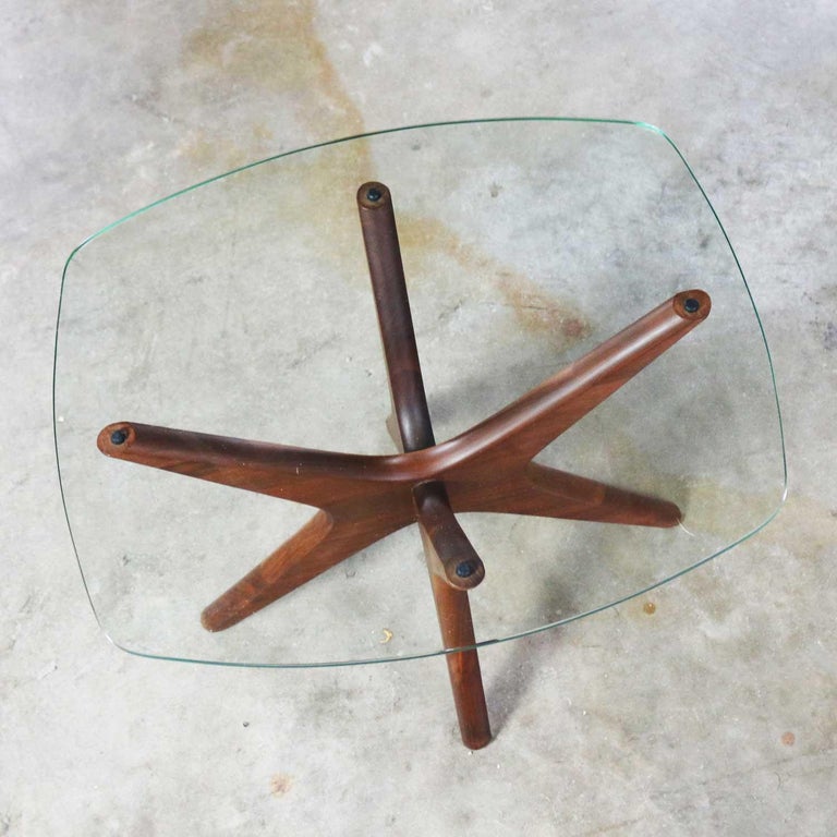 Adrian Pearsall Walnut and Glass Jacks Side Table, Mid-Century Modern ...