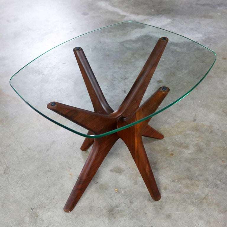 Adrian Pearsall Walnut and Glass Jacks Side Table, Mid-Century Modern ...