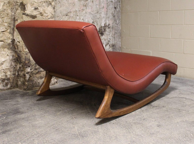 Adrian Pearsall Wave Rocking Chair in Leather at 1stDibs