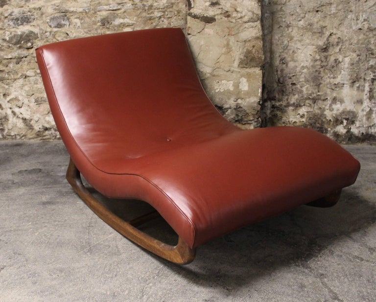 Adrian Pearsall Wave Rocking Chair in Leather at 1stDibs