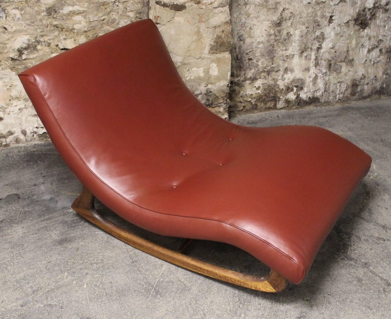 Adrian Pearsall Wave Rocking Chair in Leather at 1stDibs