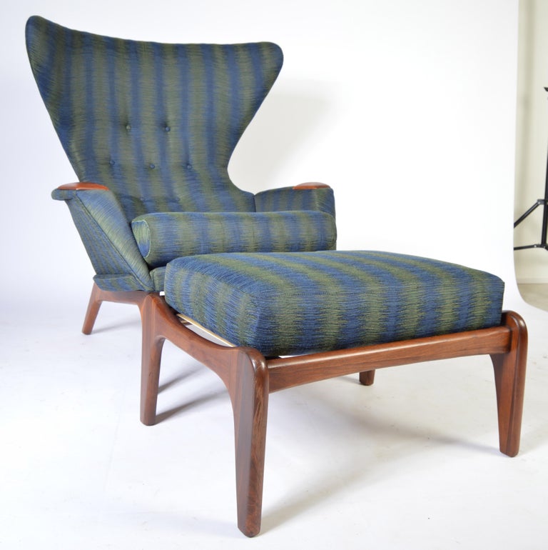 Adrian Pearsall Wingback Peacock Lounge Chair 2231-C and Ottoman at 1stDibs