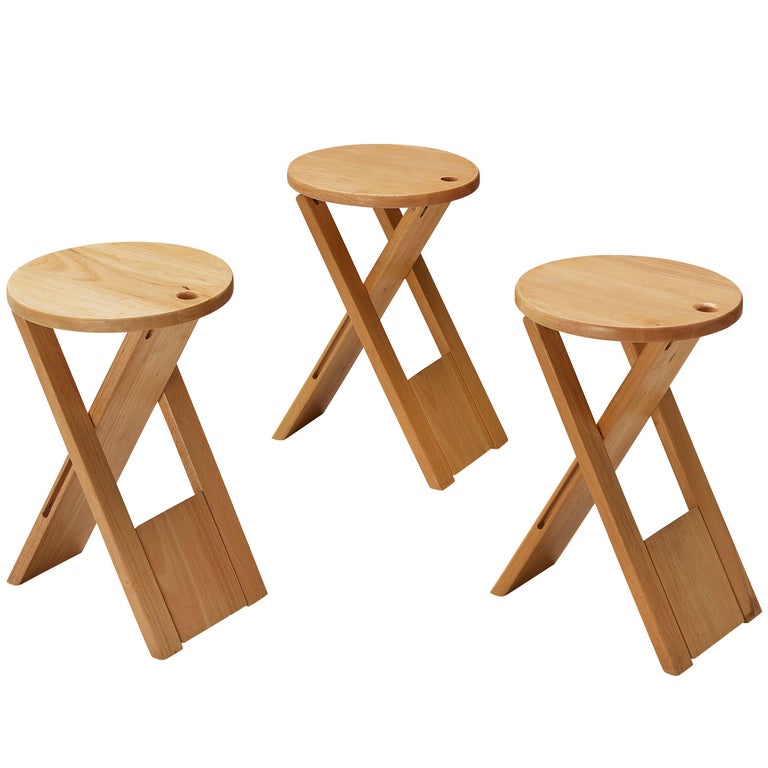 Adrian Reed Foldable ‘Suzy’ Stools or Side Table in Beech For Sale at ...