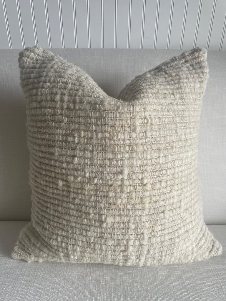 Adriana Natural Organic Hand Made Wool Pillow with Down Insert For Sale ...