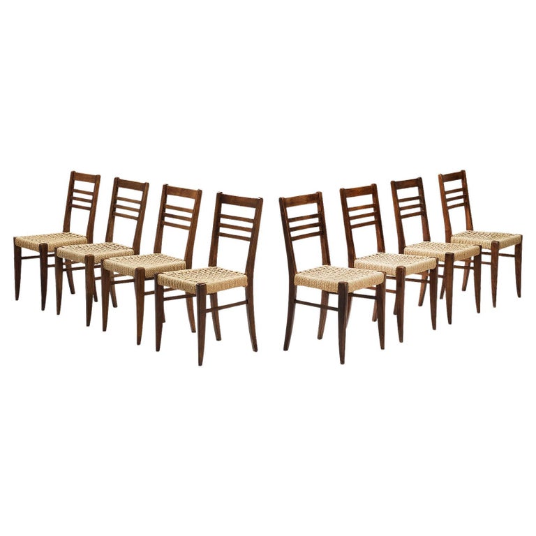 Adrien Audoux and Frida Minet Set of Eight Dining Chairs in Braided ...