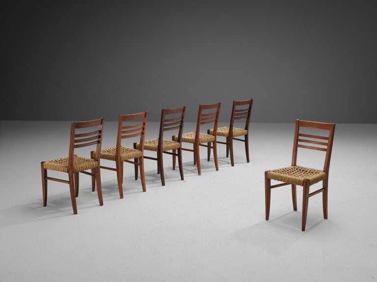 Adrien Audoux and Frida Minet Set of Six Dining Chairs in Braided Hemp ...
