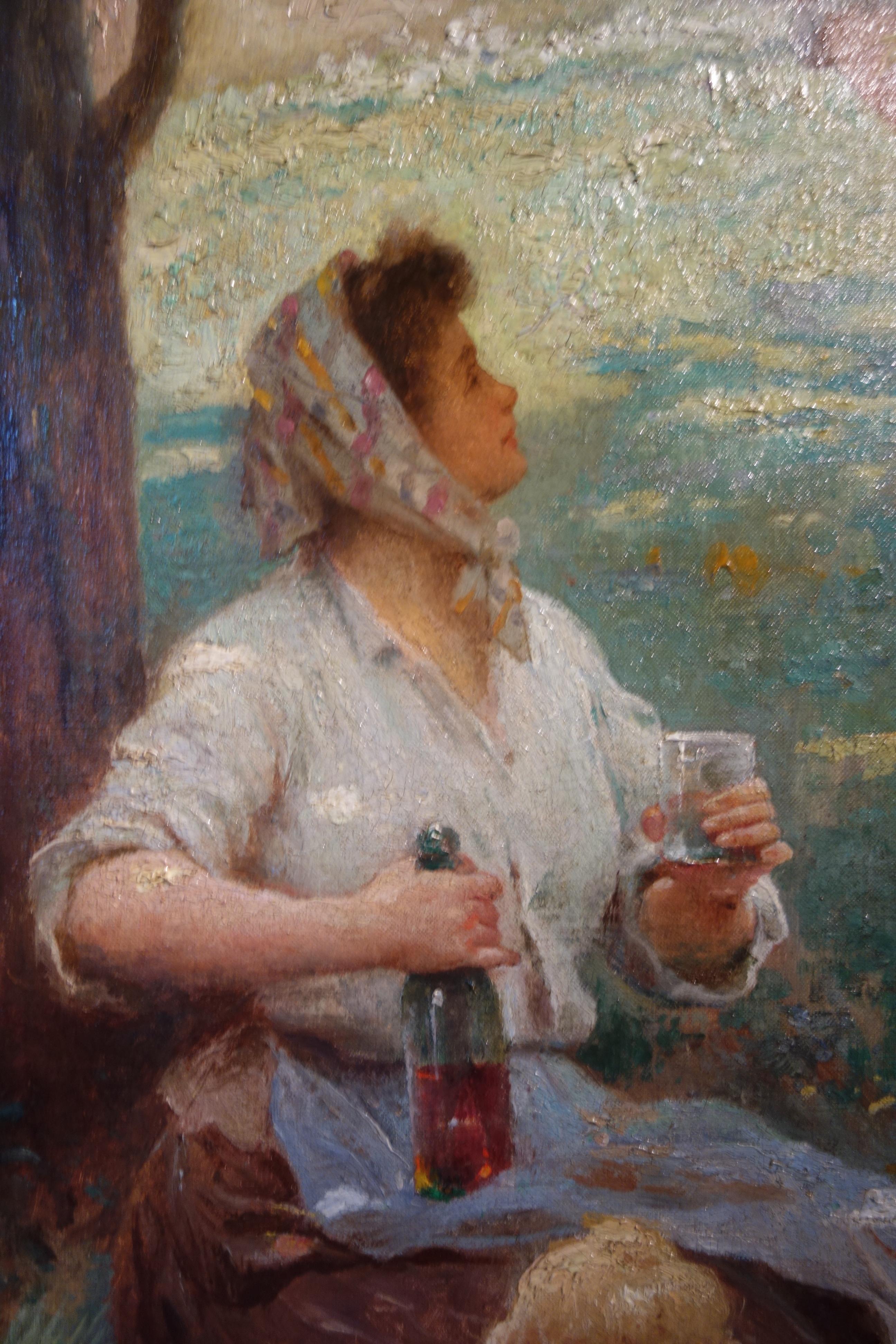 Adrien-Henri Tanoux - Luncheon on the Grass, French artist, signed and ...