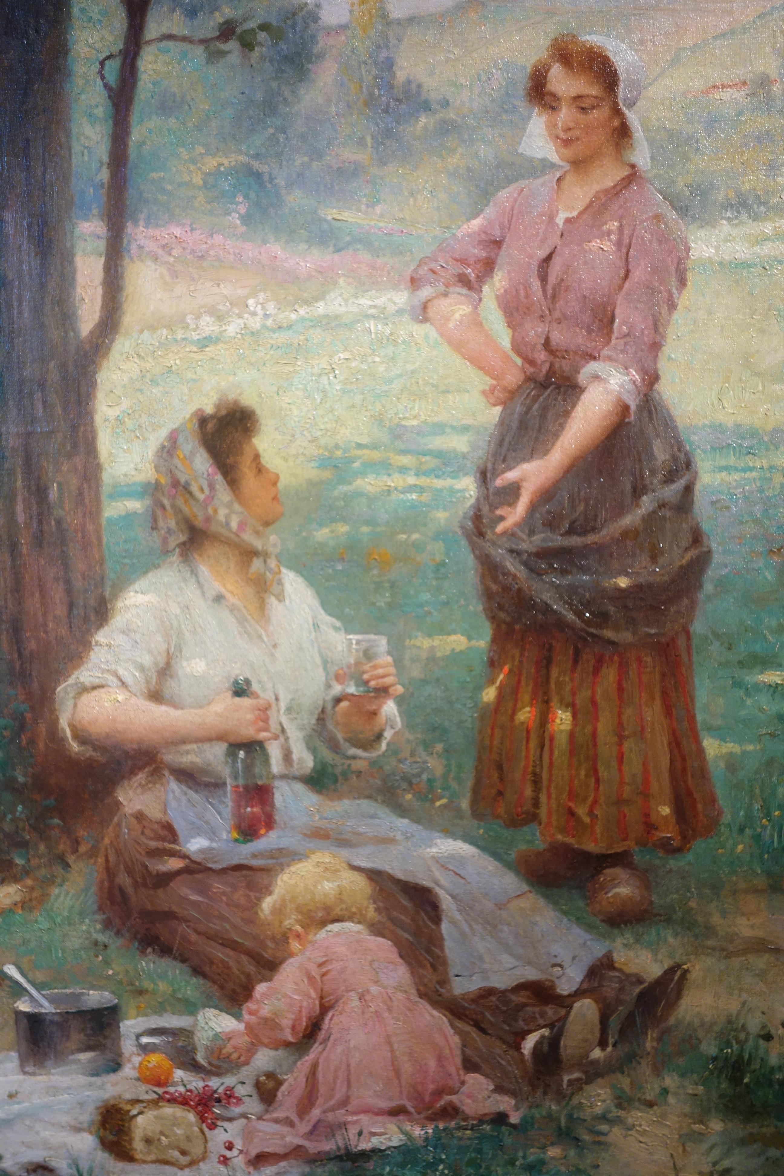 Adrien-Henri Tanoux - Luncheon on the Grass, French artist, signed and ...