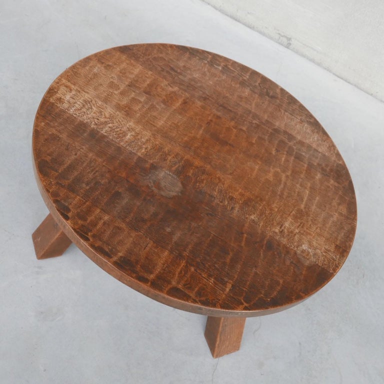 Adzed Oak Brutalist Mid-Century Coffee Table For Sale at 1stDibs