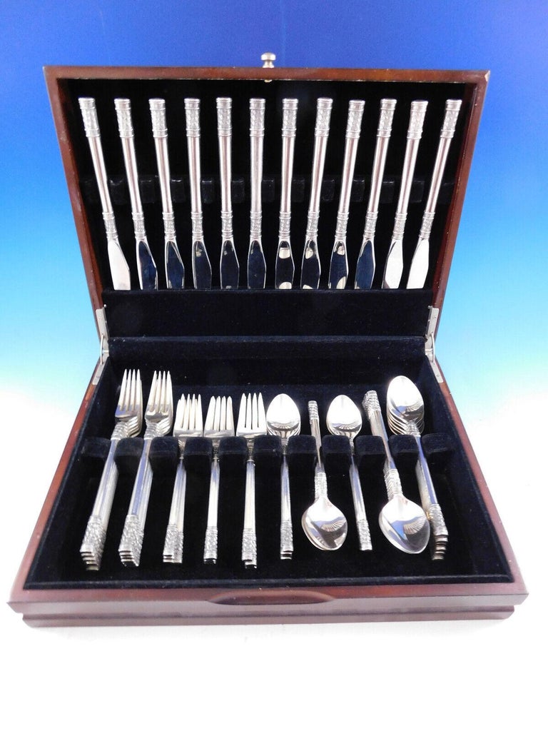 Aegean Weave Plain by Wallace Sterling Silver Flatware Set for 12 ...