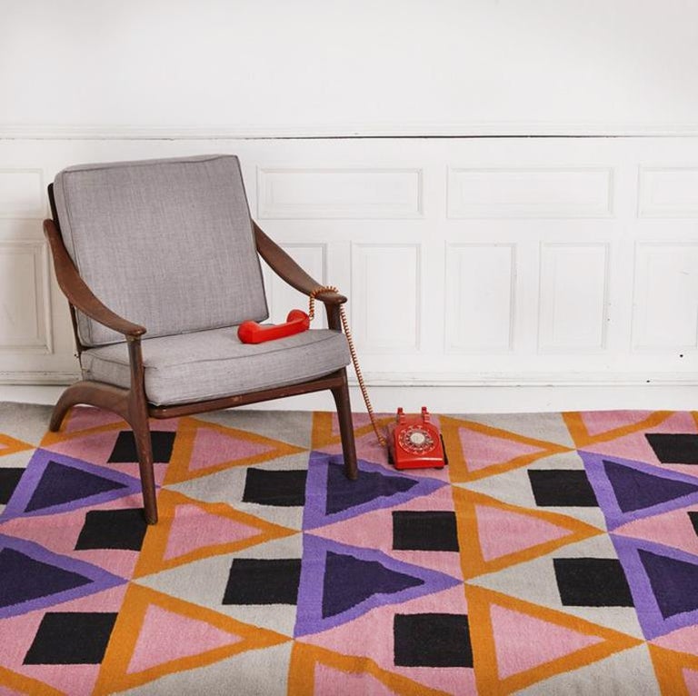 Aelfie Morgan Modern Dhurrie Handwoven Geometric Pink Purple Colorful ...