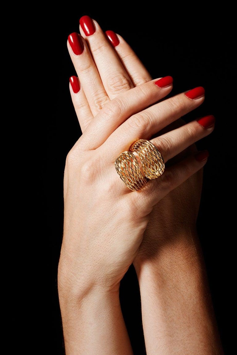 Customizable AENEA 18k Yellow Gold Net Ring For Sale at 1stDibs