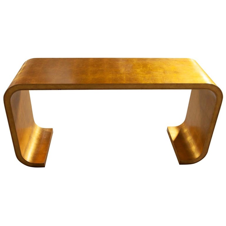 Aerin Lauder Modern Edgewood Gold Leaf Console Table at 1stDibs | aerin ...