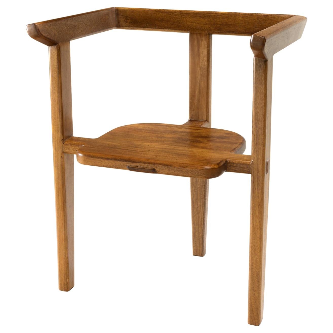 Native Three-Legged Beech Wooden Chair at 1stDibs