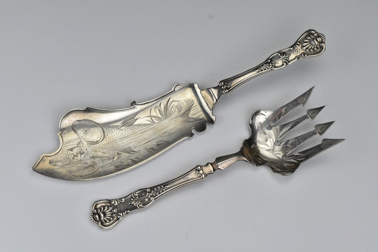 Aesthetic Movement English Sterling Silver Kings Pattern Fish Serving ...