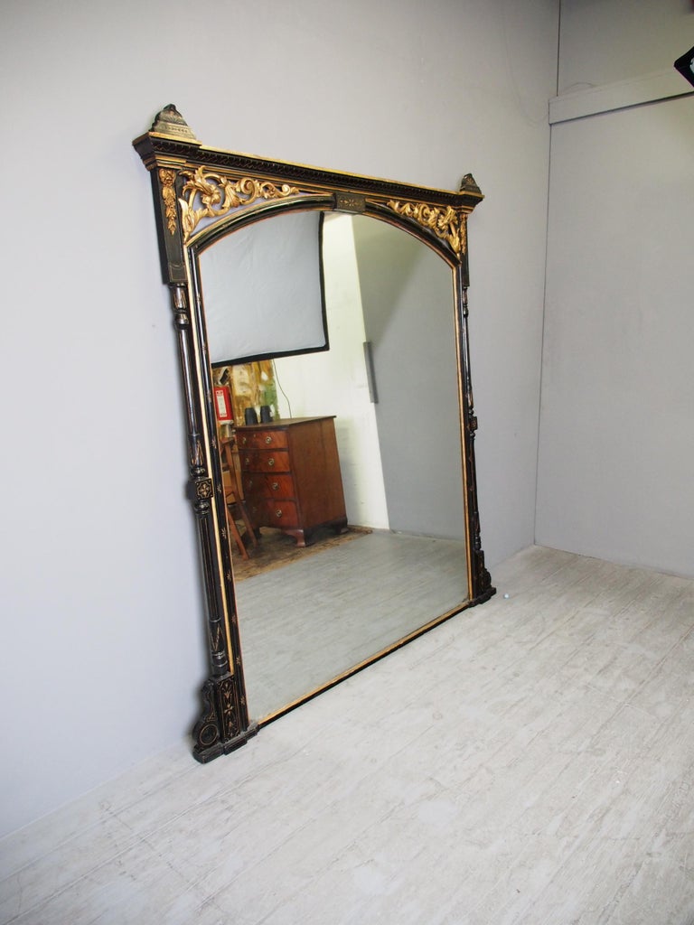 Aesthetic Movement Style Ebonized Overmantel Mirror For Sale at 1stDibs