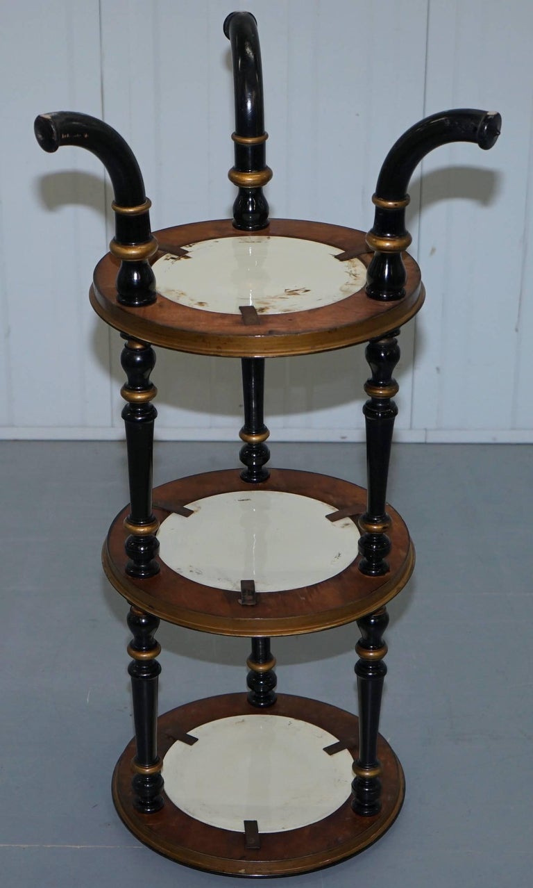 Aesthetic Movement Three-Tired Display Stand Hand-Painted Plates For ...