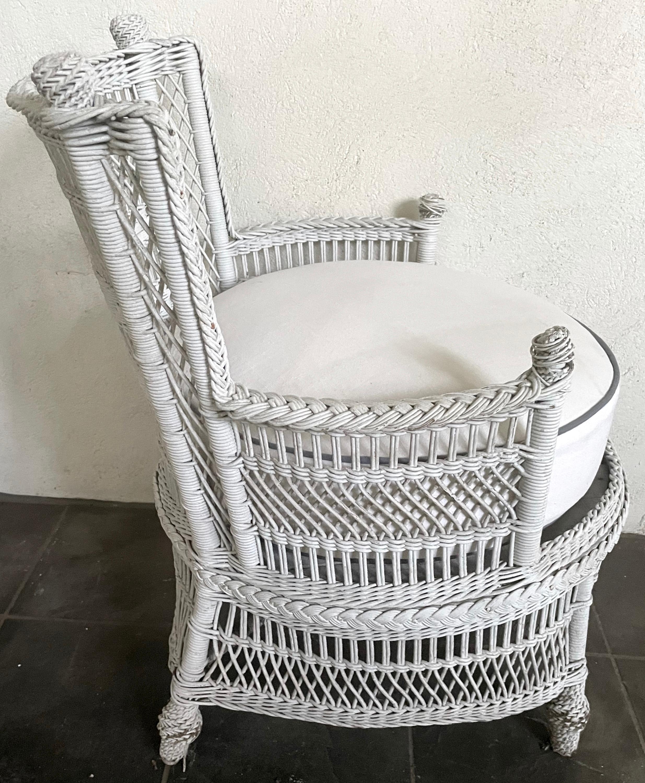 Aesthetic Movement White Wicker Chair For Sale at 1stDibs