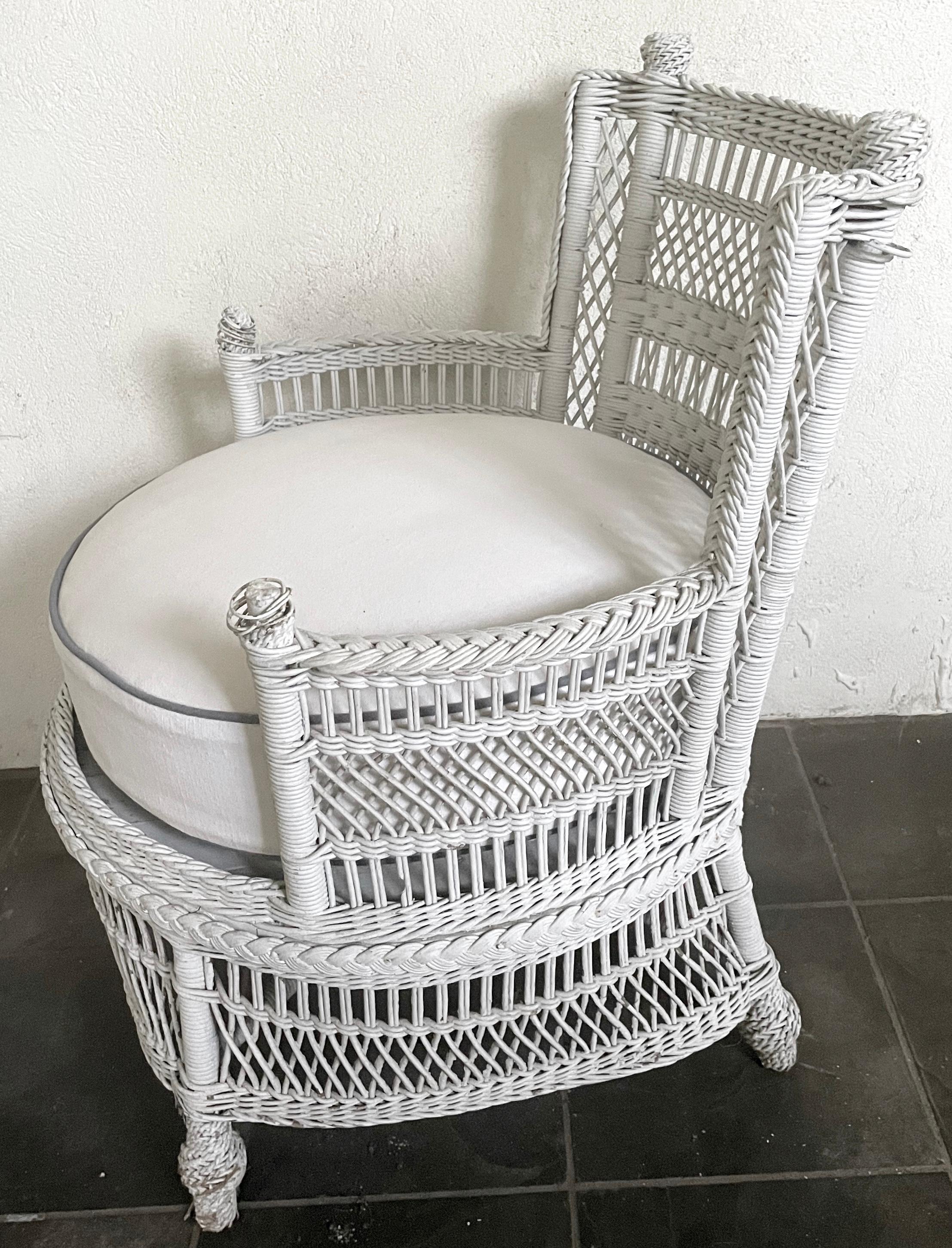 Aesthetic Movement White Wicker Chair For Sale at 1stDibs