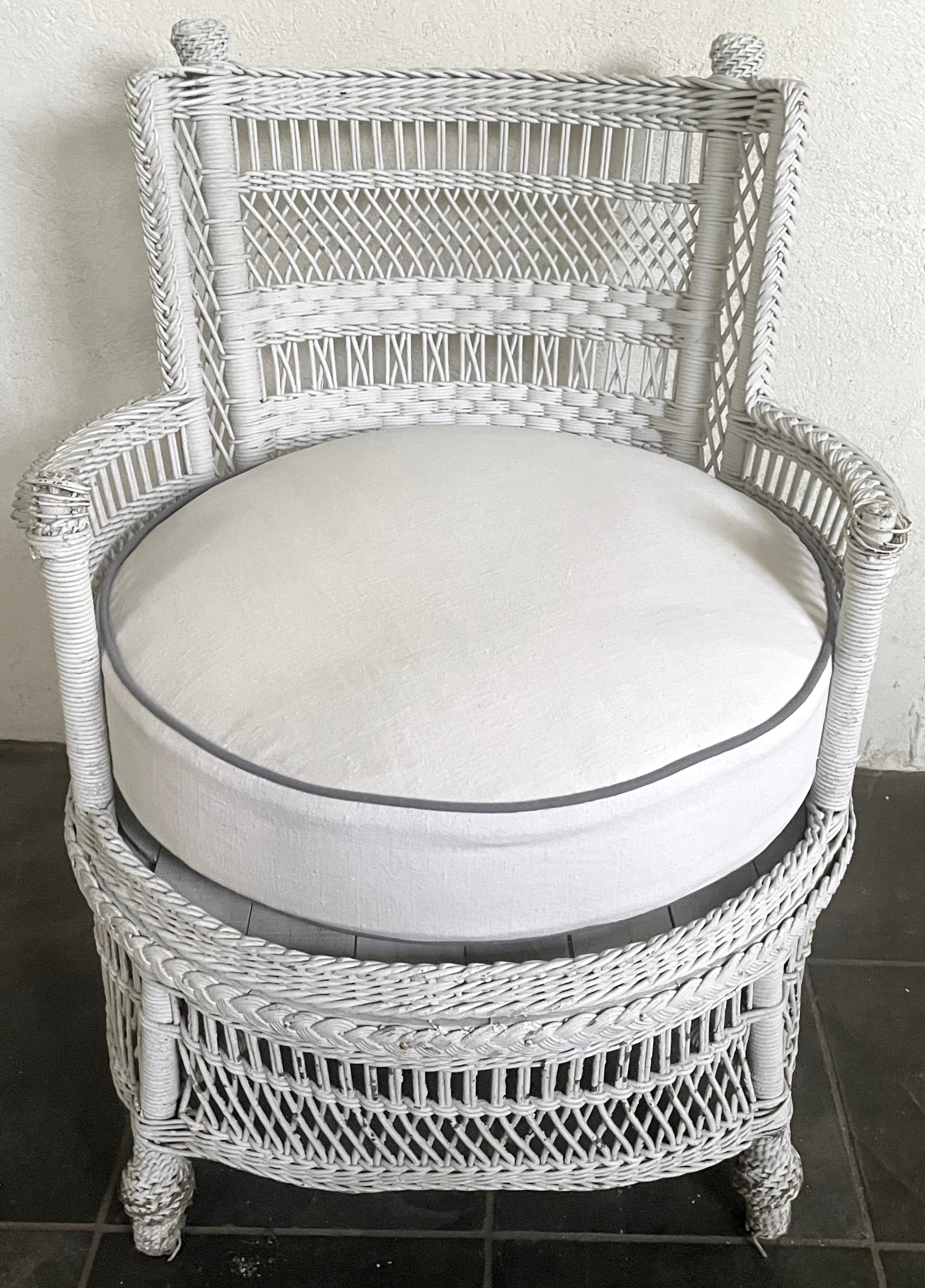 Aesthetic Movement White Wicker Chair For Sale at 1stDibs