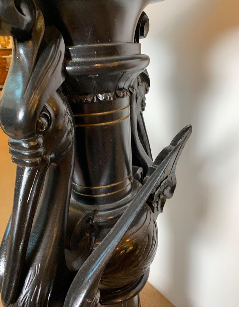 Aesthetic Period Ebonized Pedestal in the Form of Two Cranes at 1stDibs