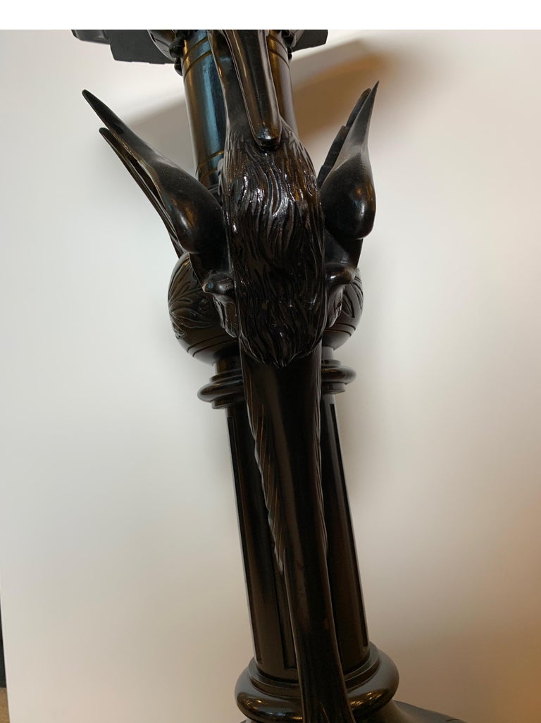 Aesthetic Period Ebonized Pedestal in the Form of Two Cranes at 1stDibs