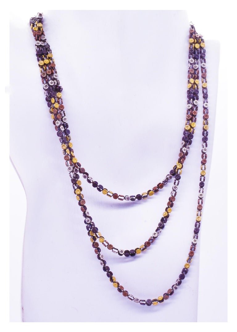 Aesthetic Period Shakudo Chain of Mixed Metals, 54" For Sale at 1stDibs