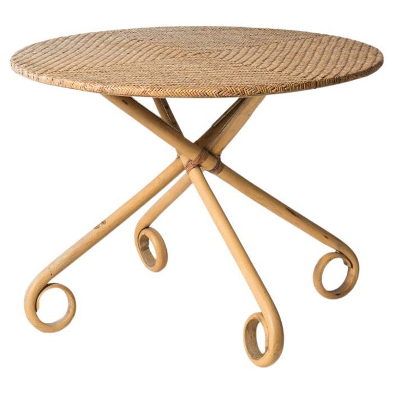 Rattan Round Table by Alekos Fassianos For Sale at 1stDibs