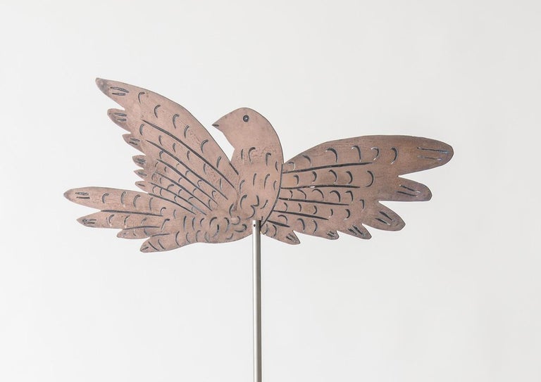 Metal Sculptural Sign with Birds by Alekos Fassianos For Sale at 1stDibs